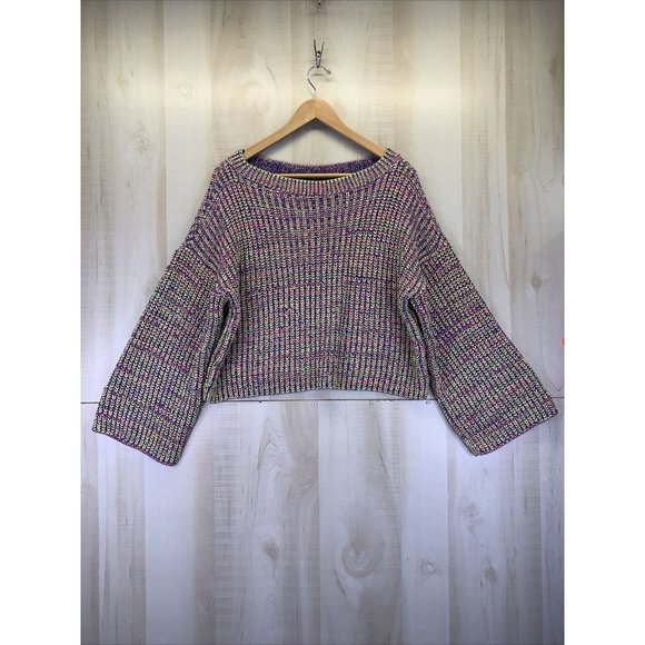 Soho | Sweaters | Soho Multi Color Glitter Thread Crop Bell Sleeve ...